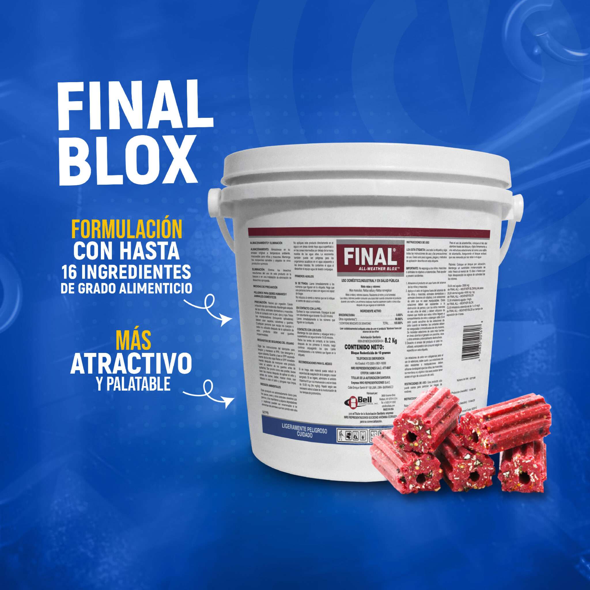 FINAL® BLOQUE – BALDE X 8.2 KILOS – RODENTICIDA (BRODIFACOUM 0.005% ...